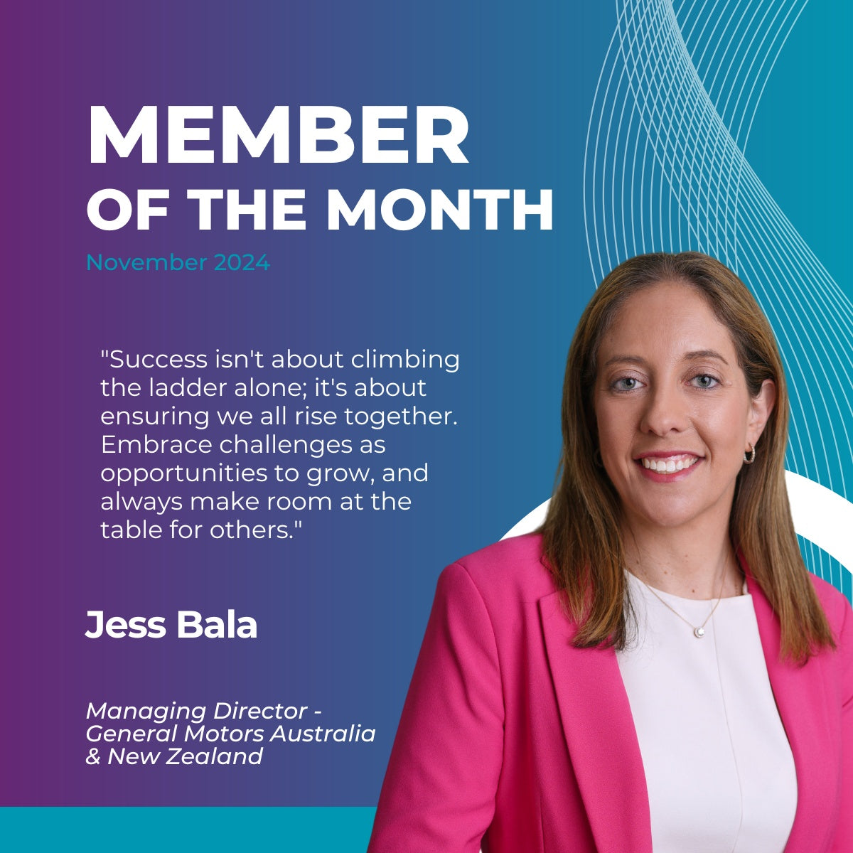 Congratulations to Jess Bala, Managing Director at General Motors Aust ...