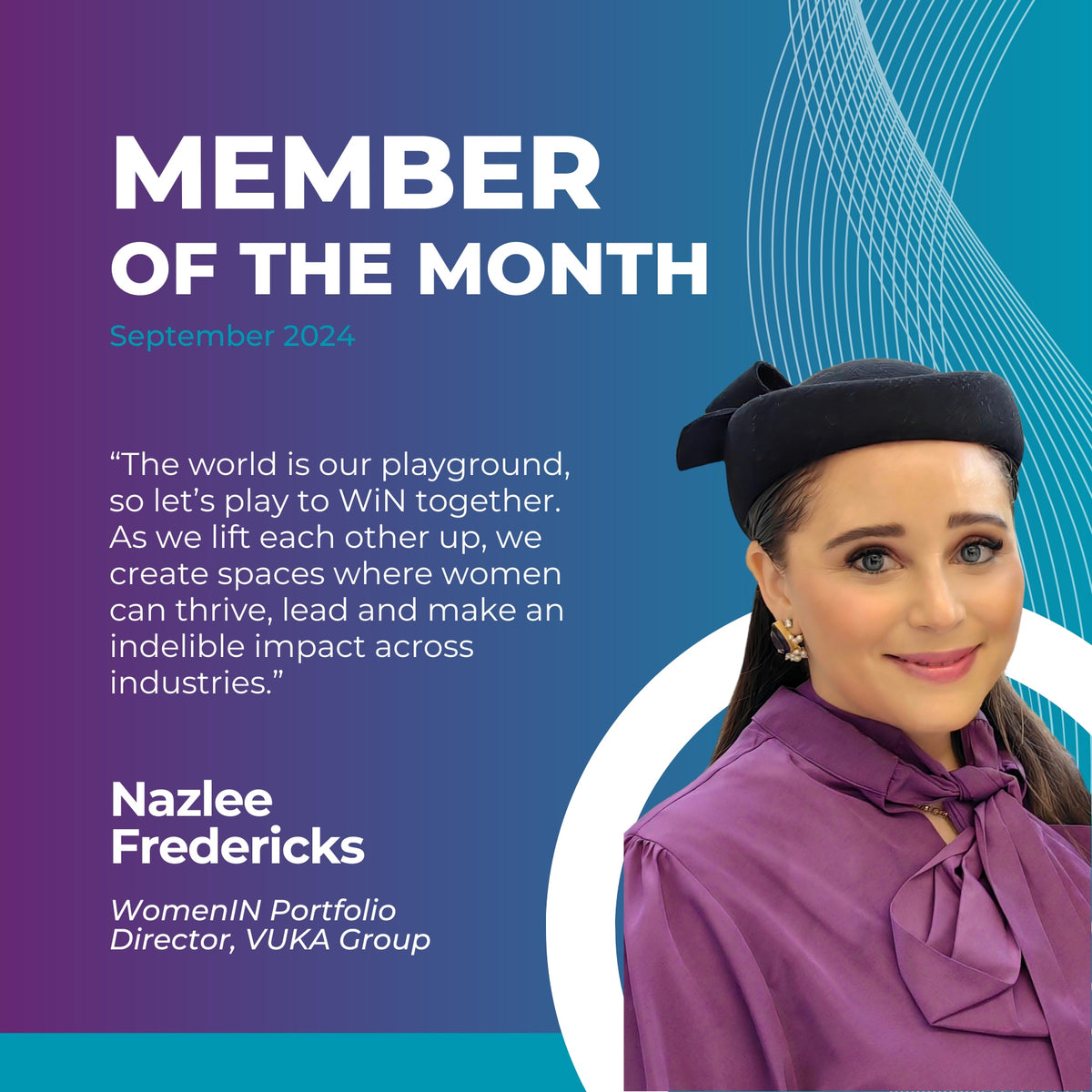 Congratulations to September’s Member of the Month: Nazlee Fredericks ...